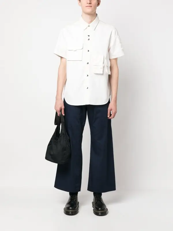 Viktor & Rolf Wide Leg Cotton-blend Trousers With Drawstring