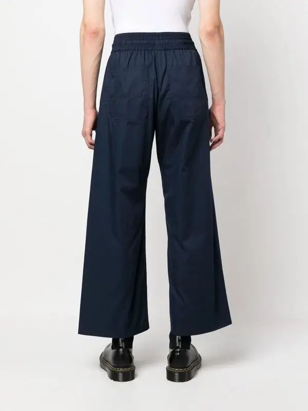 Viktor & Rolf Wide Leg Cotton-blend Trousers With Drawstring
