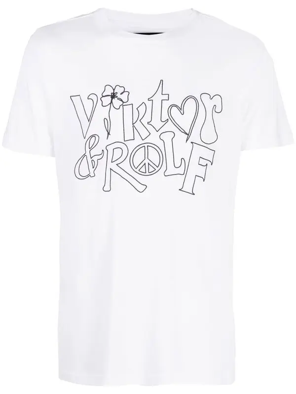 Viktor & Rolf Logo-print Cotton-blend T-shirt - White