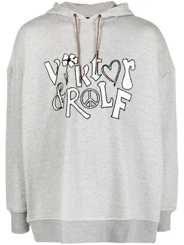 Viktor & Rolf Logo-print Cotton Hoodie - Grey