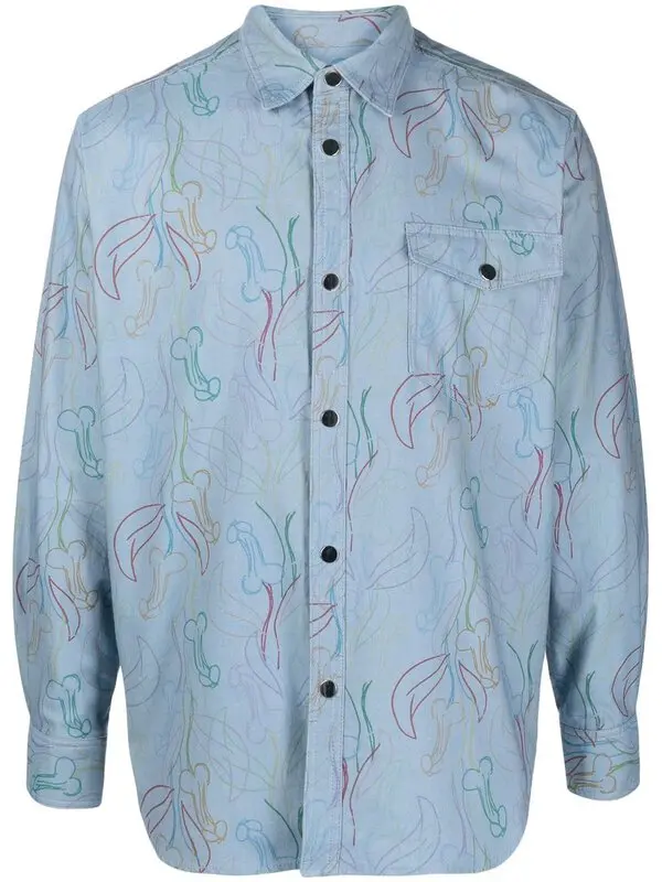 Viktor & Rolf Graphic-print Button-up Denim Shirt
