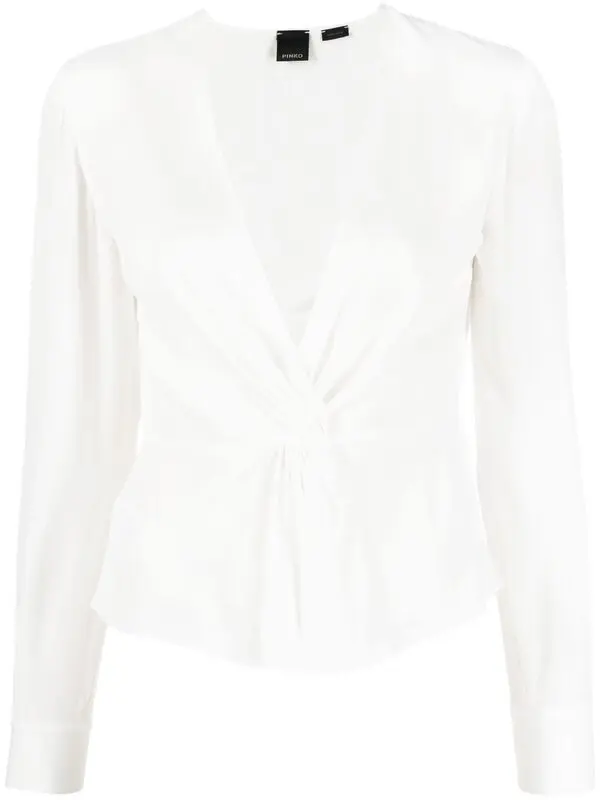 Pinko Twisted V-neck Blouse - White