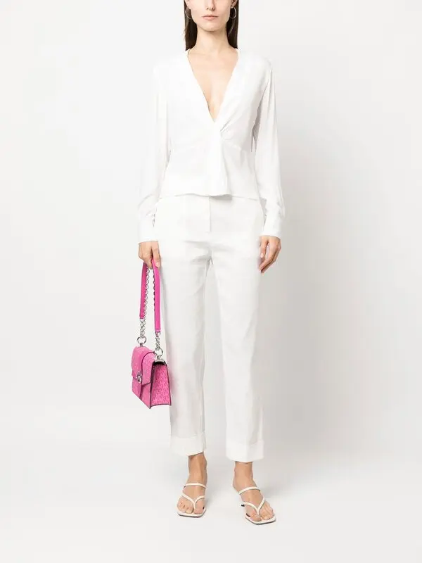 Pinko Twisted V-neck Blouse - White