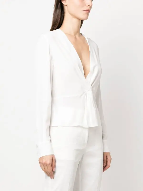 Pinko Twisted V-neck Blouse - White