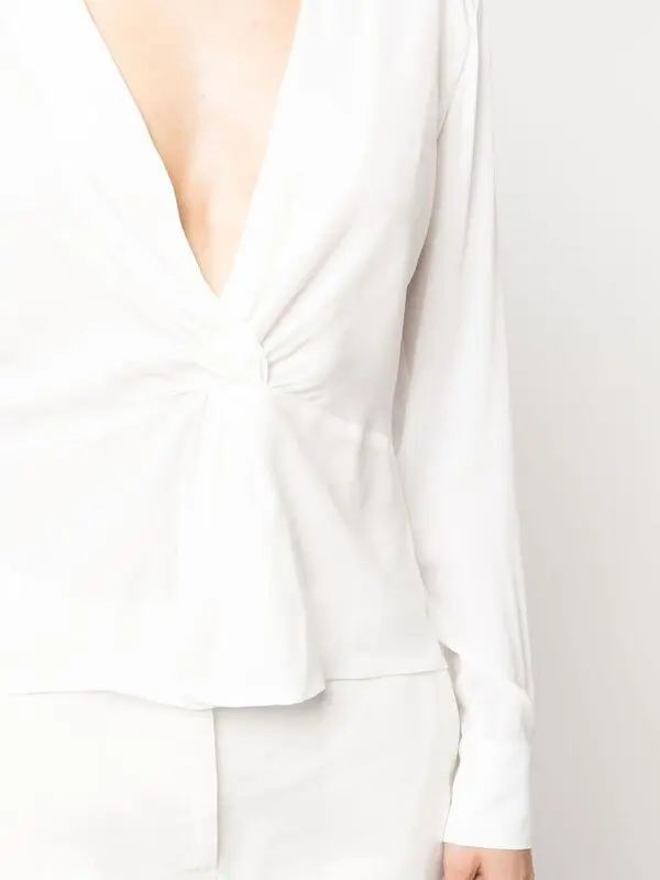 Pinko Twisted V-neck Blouse - White