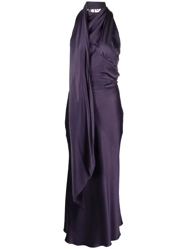 Matériel Halterneck Midi Dress - Purple