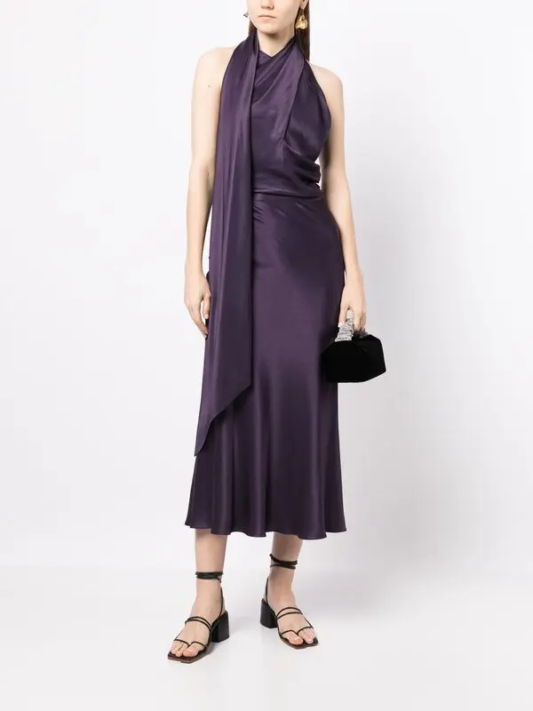 Matériel Halterneck Midi Dress - Purple