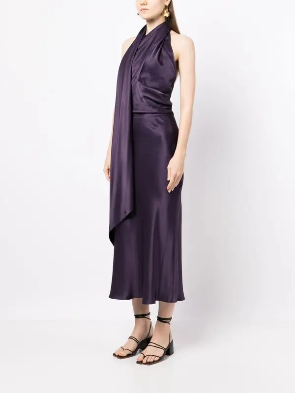 Matériel Halterneck Midi Dress - Purple