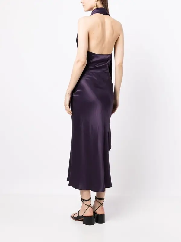 Matériel Halterneck Midi Dress - Purple