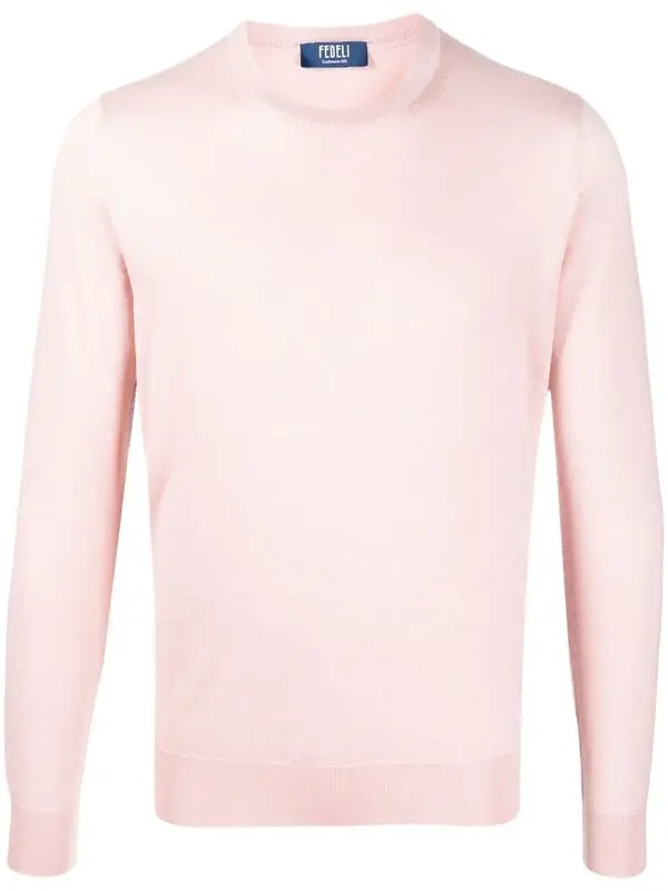 Fedeli Ribbed Crew Neck Jumper - Pink