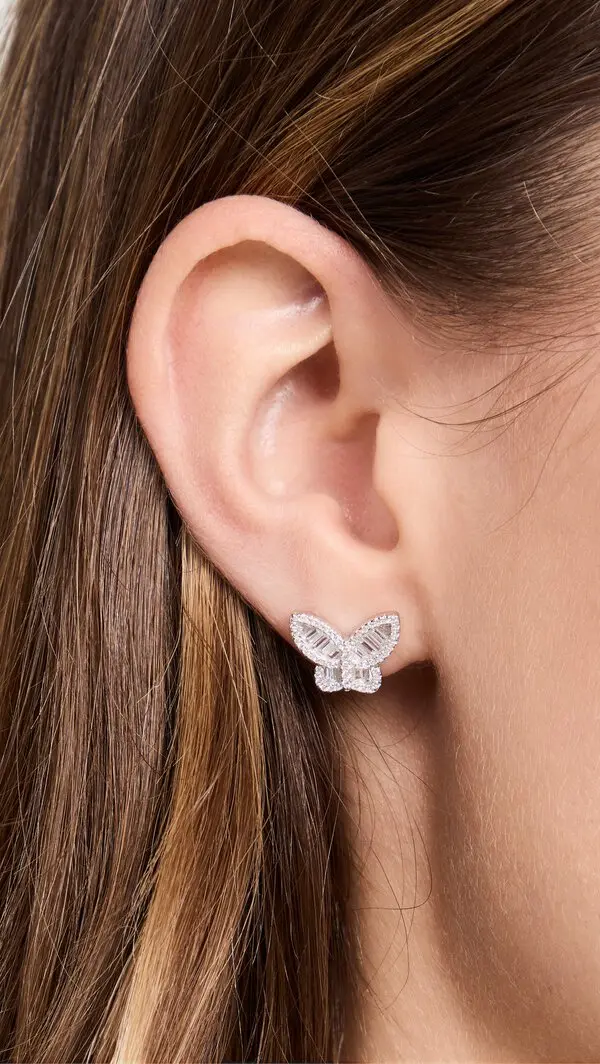 ADINA EDEN Pave Butterfly Stud Earrings