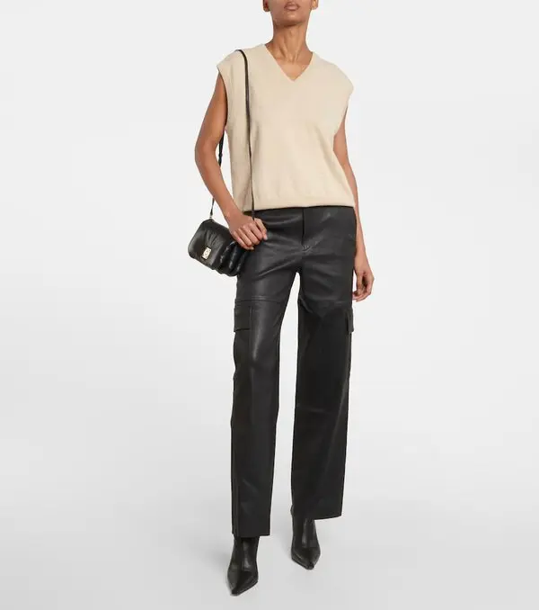 Stouls Axel Leather Cargo Pants - Black