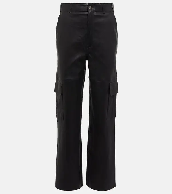 Stouls Axel Leather Cargo Pants - Black