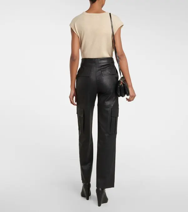 Stouls Axel Leather Cargo Pants - Black