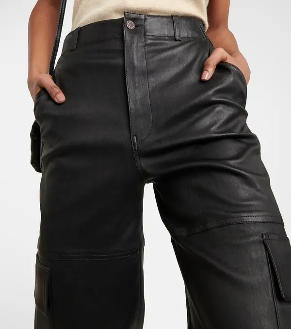 Stouls Axel Leather Cargo Pants - Black