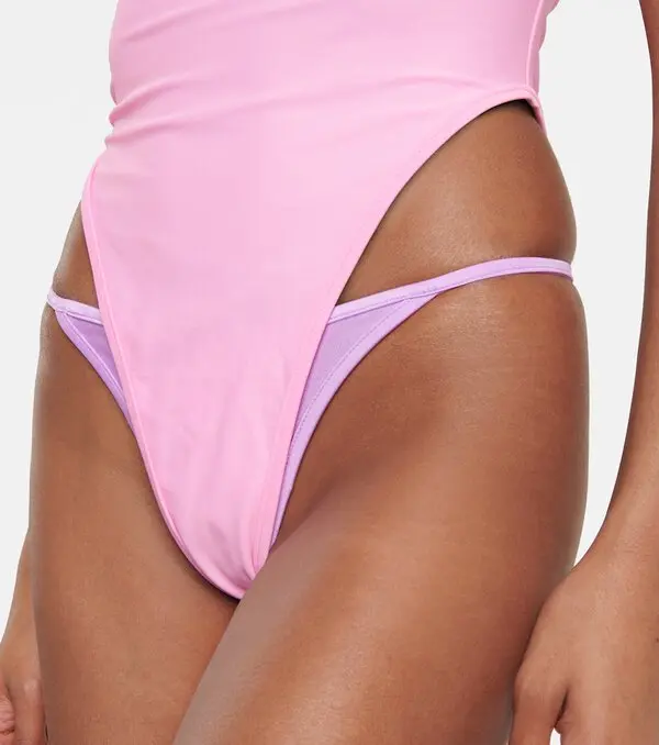 SAME Double Layer One-piece Swimsuit - Pink