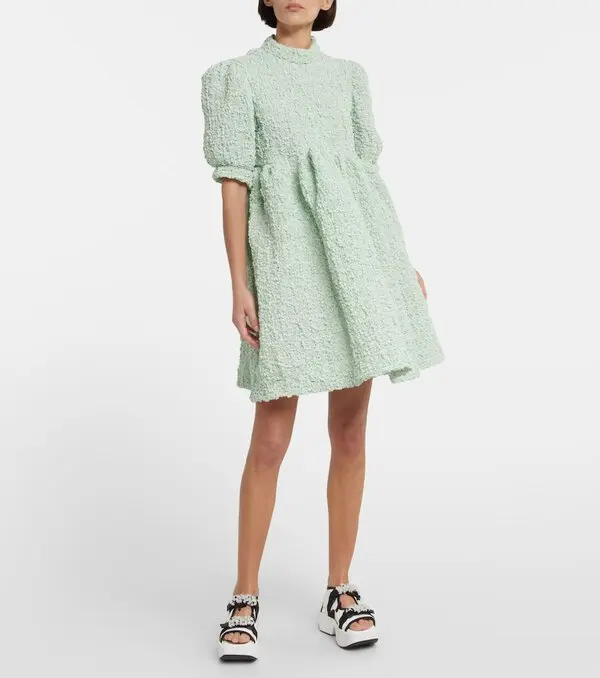 Cecilie Bahnsen Uma Smocked Cotton-Blend Dress In Green 43% Off - Main Image