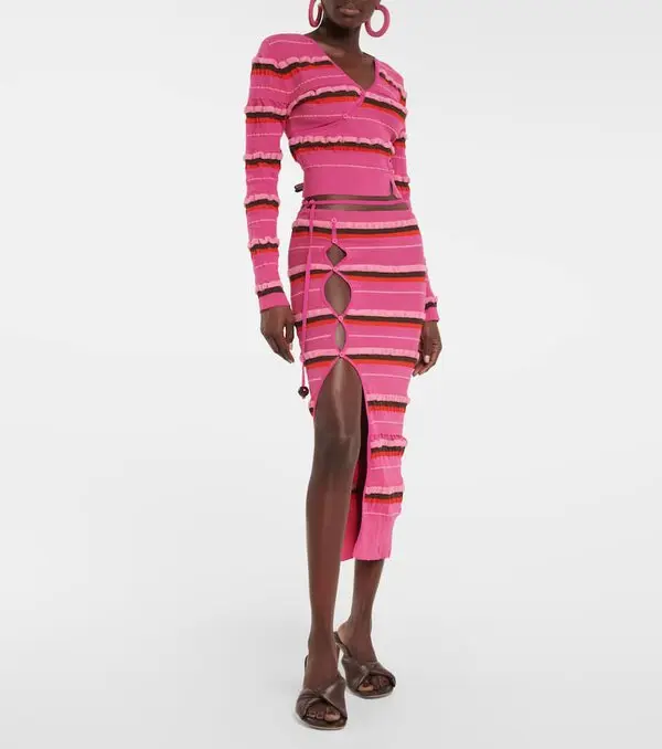 Jacquemus La Jupe Maille Concha Midi Skirt - Pink
