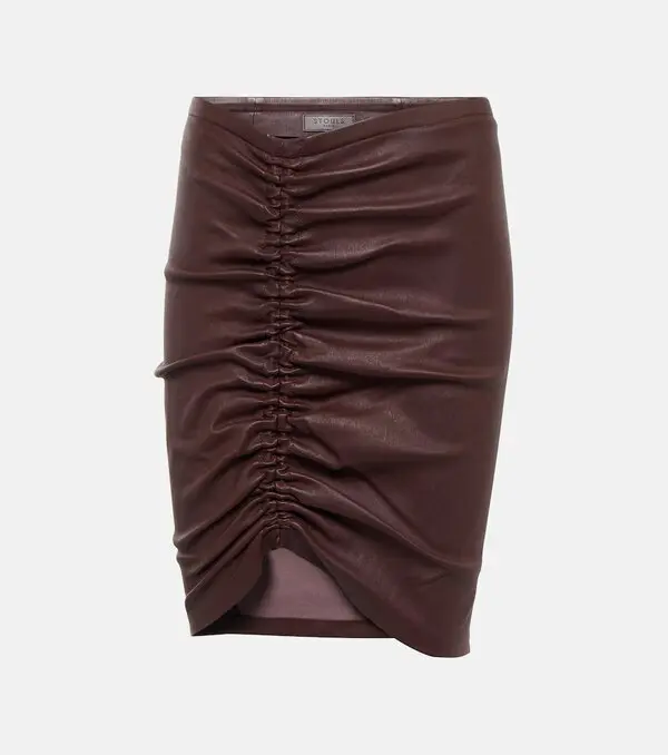 Stouls Mouna Leather Miniskirt - Brown