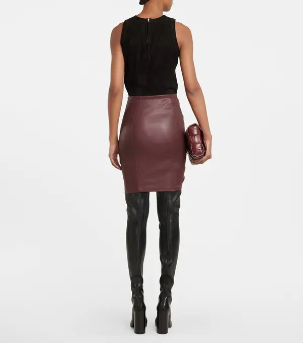 Stouls Mouna Leather Miniskirt - Brown