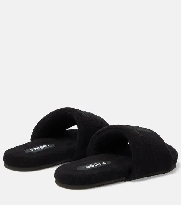 TOM FORD Harrison Embroidered Slides - Black