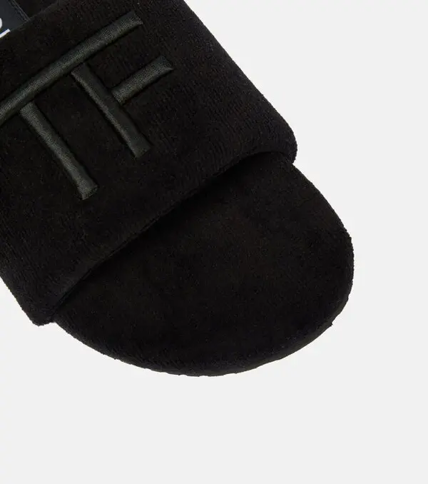 TOM FORD Harrison Embroidered Slides - Black