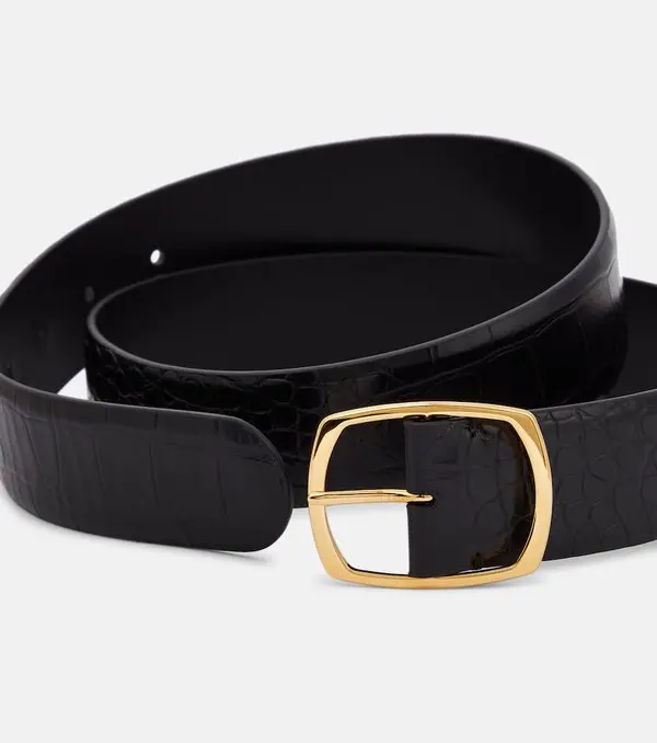 Coach Black Leather Croc-Embossed Belt with Gold Hardware TOM FORD Men main image 4