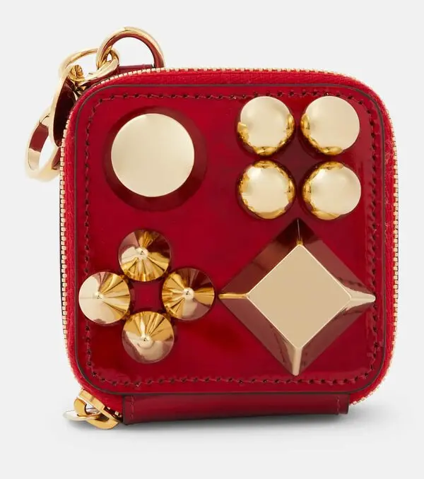 CHRISTIAN LOUBOUTIN Embellished Leather Waste Bag Holder - Red