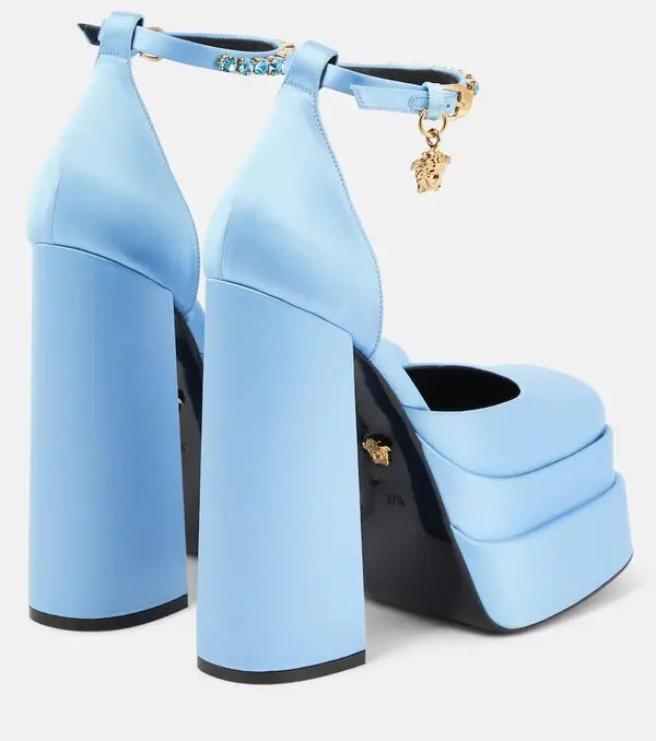 Versace Medusa Aevitas Platform Pumps Blue 30% Off Editorialist