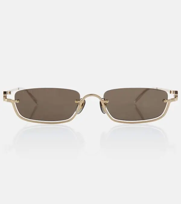 Gucci Rectangular Sunglasses - Gold