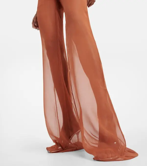 NENSI DOJAKA Mid-rise Wide-leg Silk Pants - Brown
