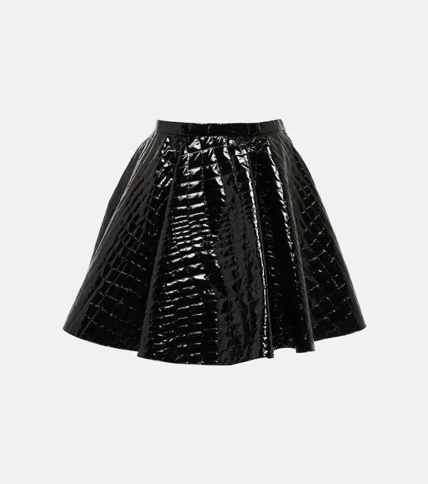 Alaïa Pleated Croc-effect Mini Skirt