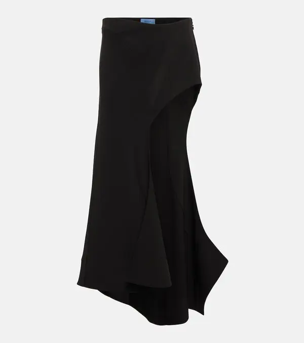 MUGLER Asymmetric Jersey Midi Skirt