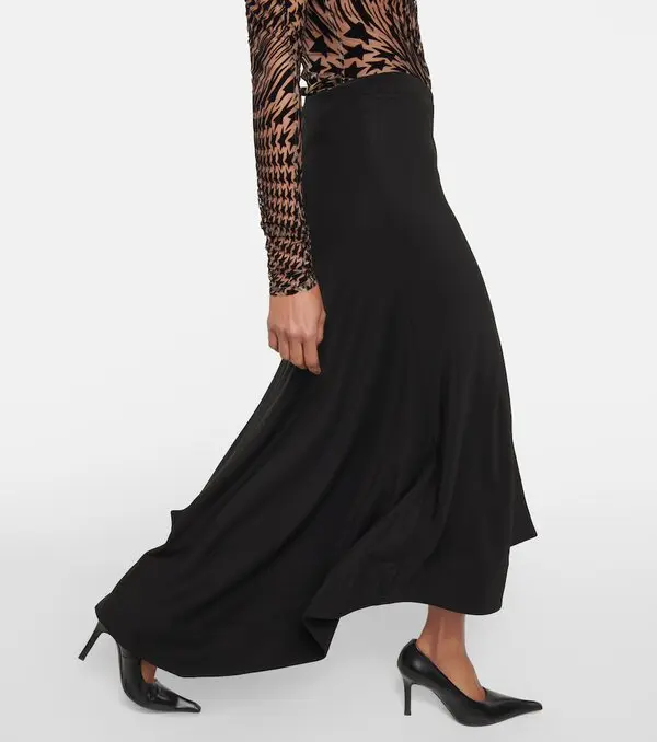 MUGLER Asymmetric Jersey Midi Skirt