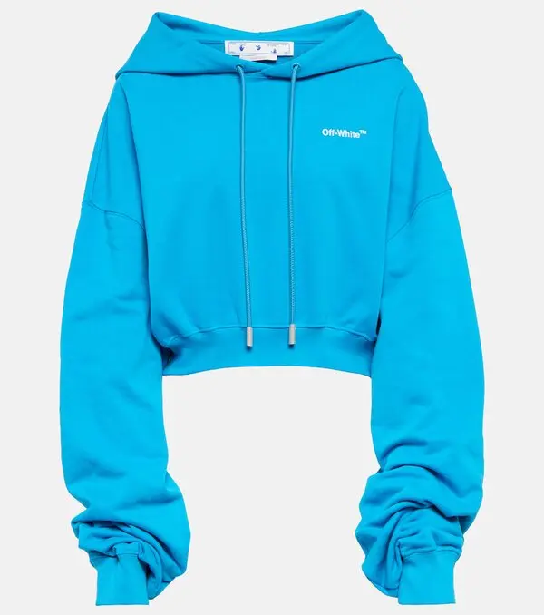 Off-White Cropped Hoodie - Blue