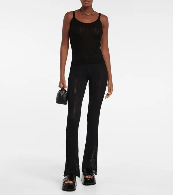 PETAR PETROV Giulio Ribbed-knit Flare Pants