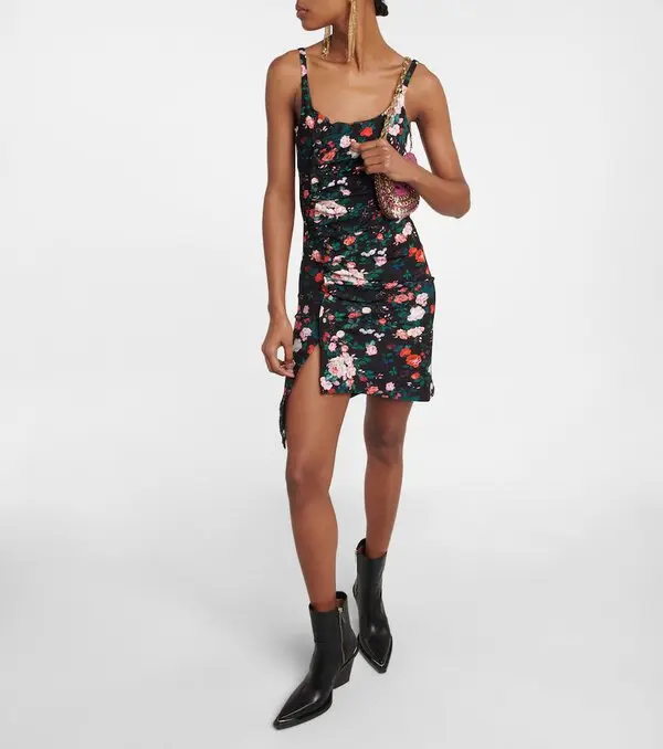 Rabanne Floral Ruched Mini Dress - Multicoloured
