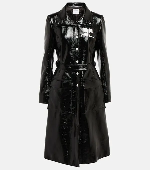 COURREGES Courrèges Logo Cotton-blend Trench Coat - Black