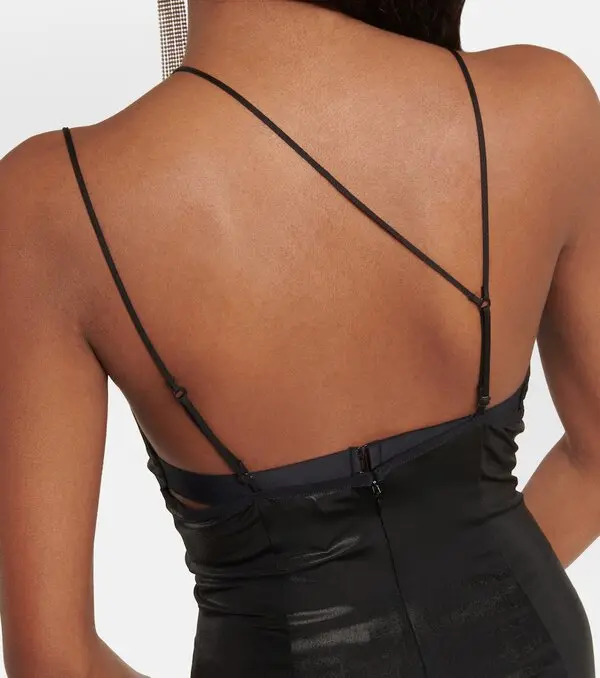 Nensi Dojaka Glossy Cutout Asymmetric Mini Dress - Black - 70% Off |  Editorialist