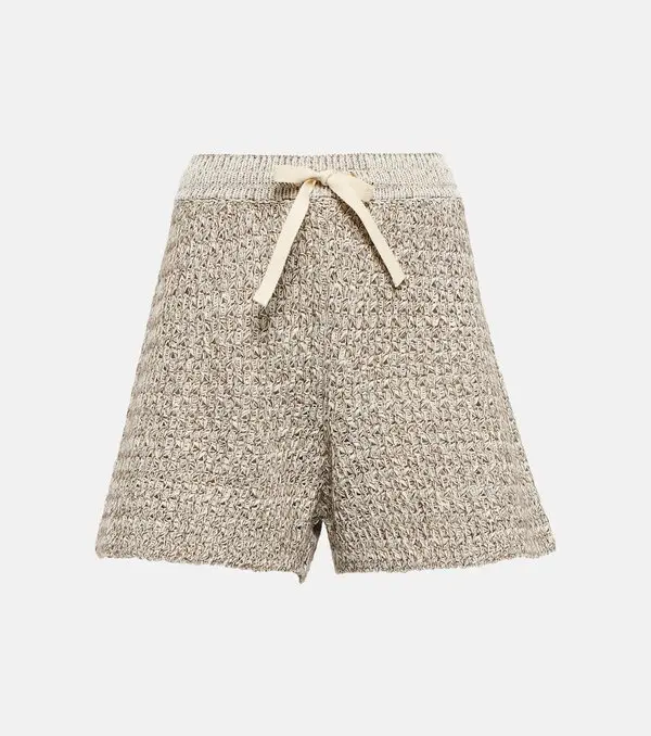 JIL SANDER Open-knit Cotton-blend Shorts