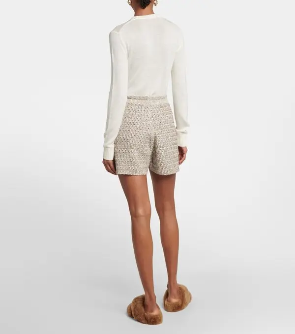 JIL SANDER Open-knit Cotton-blend Shorts
