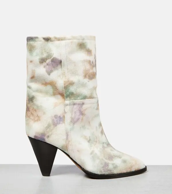 Isabel Marant Rouxa Printed Canvas Ankle Boots