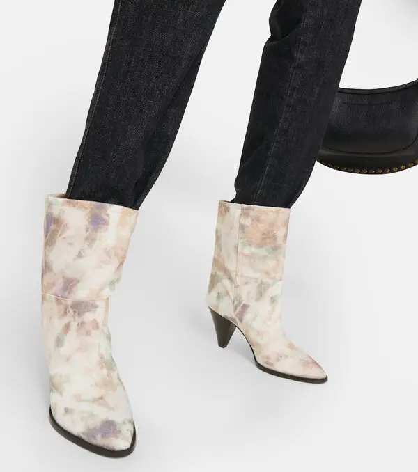 Isabel Marant Rouxa Printed Canvas Ankle Boots