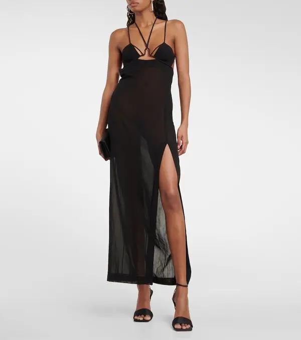 NENSI DOJAKA Cutout Halterneck Gown - Black
