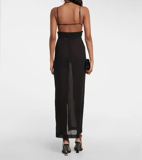 NENSI DOJAKA Cutout Halterneck Gown - Black