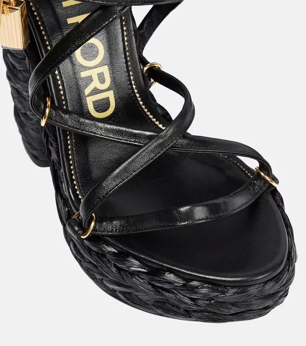 TOM FORD Leather Platform Sandals - Black