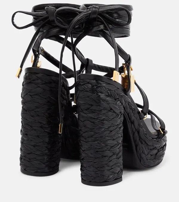 TOM FORD Leather Platform Sandals - Black