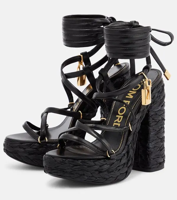 TOM FORD Leather Platform Sandals - Black