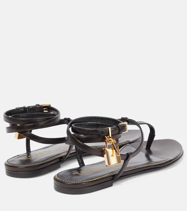 TOM FORD Padlock Leather Thong Sandals
