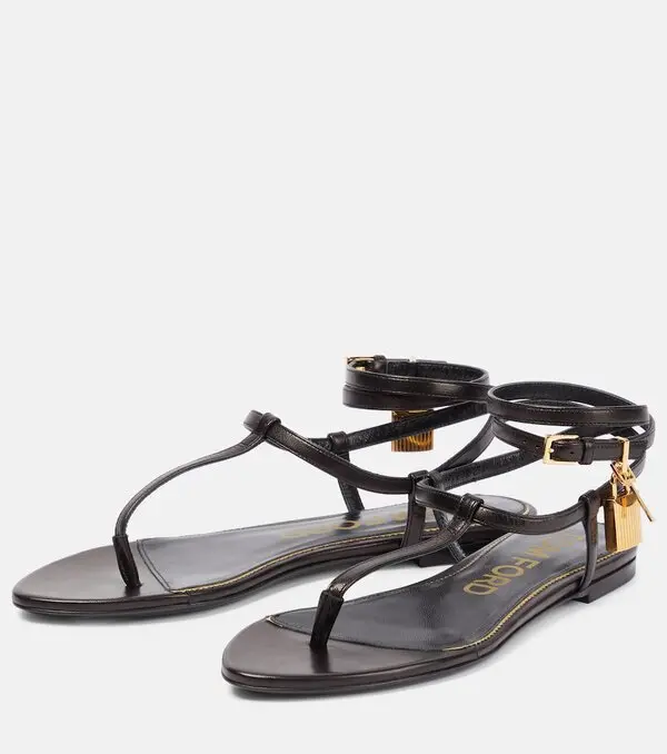 TOM FORD Padlock Leather Thong Sandals